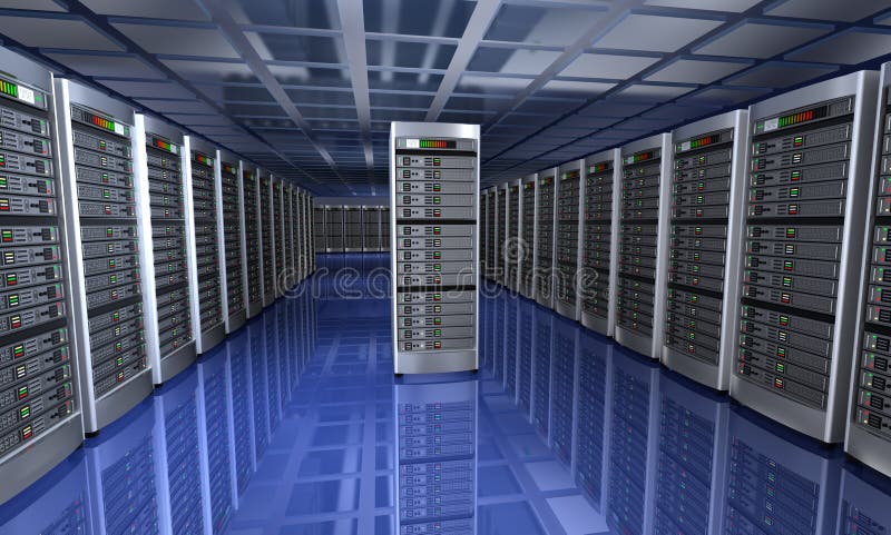 Modern Interior of Server Room in Datacenter Stock Illustration ...
