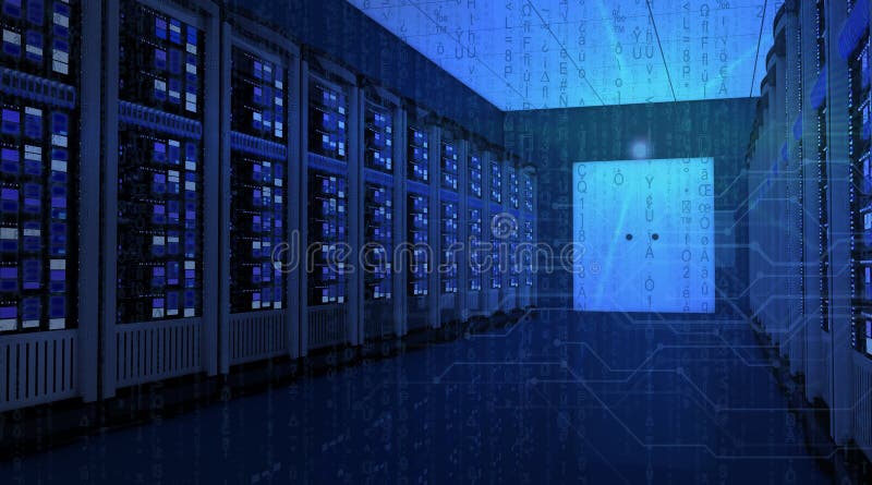 Modern Interior of Server Room in Datacenter Stock Illustration ...