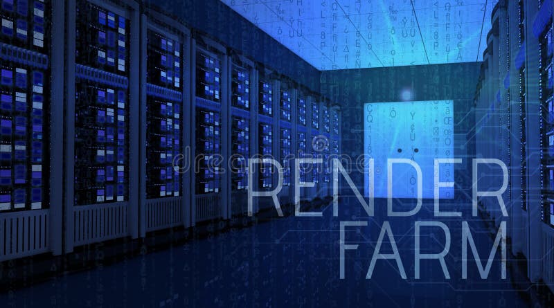 Modern Interior of Server Room in Datacenter with Render Farm Te Stock ...