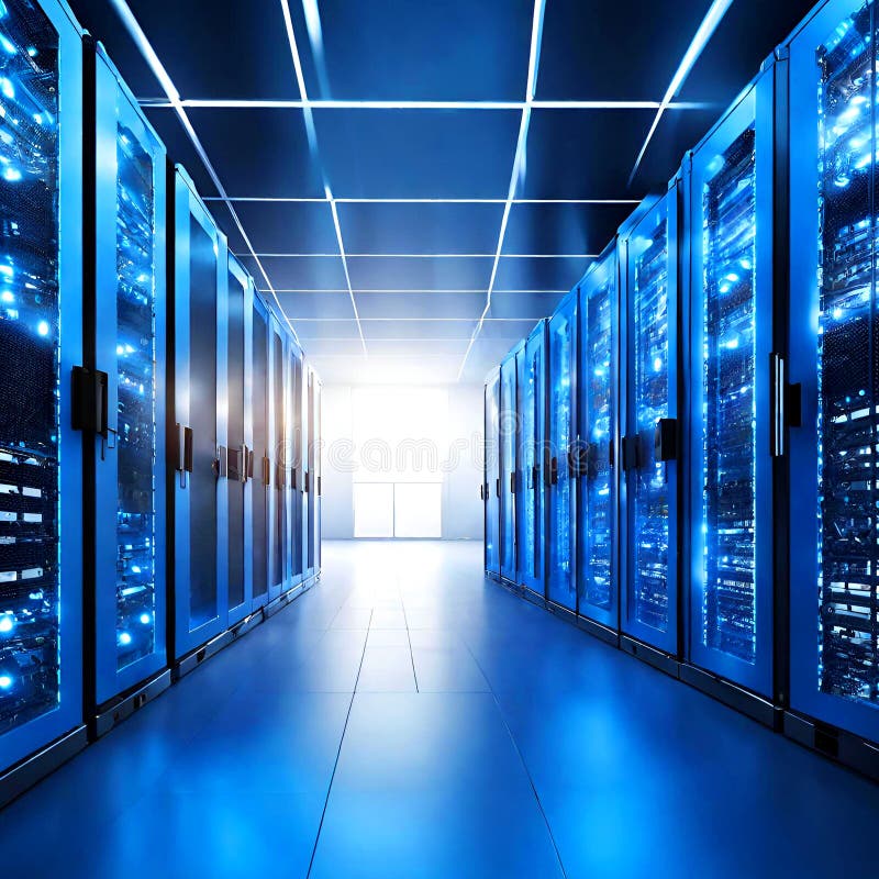 Modern Interior of Server Room in Datacenter. Stock Illustration ...