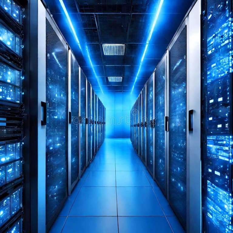 Modern Interior of Server Room in Datacenter. Stock Illustration ...