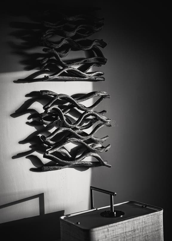 Modern Interior Setting with Abstract Design with Logs on the Wall in ...