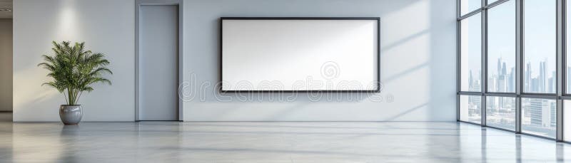 Modern Interior Showcasing a Large Blank Screen on the Wall, with ...
