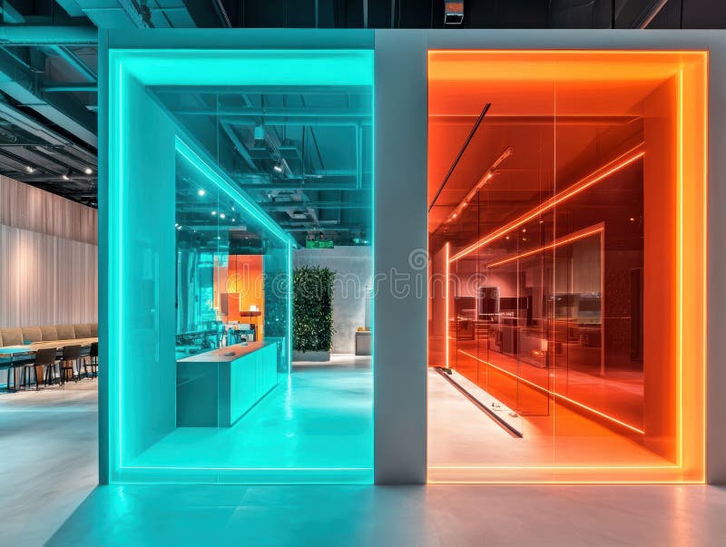 A Modern Interior Space, Divided by a Transparent Partition, Features ...