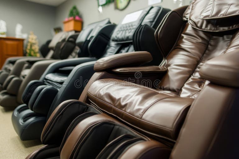 A Modern Interior Space Features an Array of Massage Chairs in ...