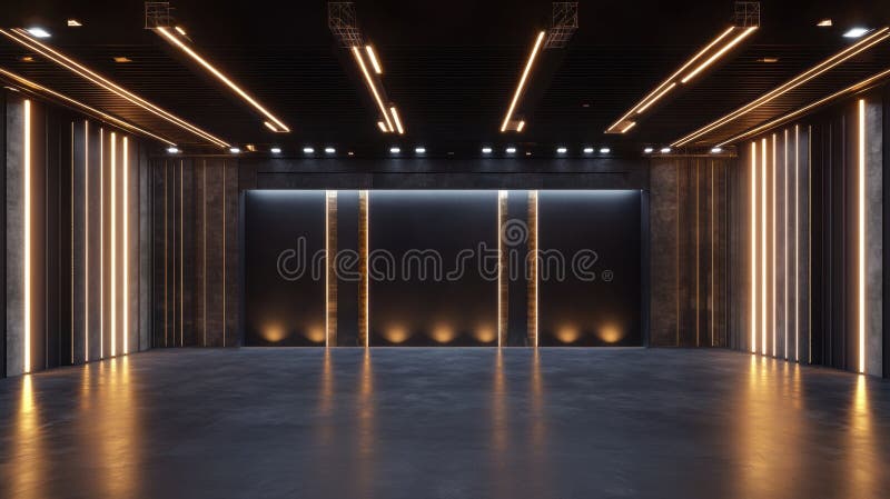 Modern Interior Space Featuring Dramatic Lighting and Sleek Surfaces ...