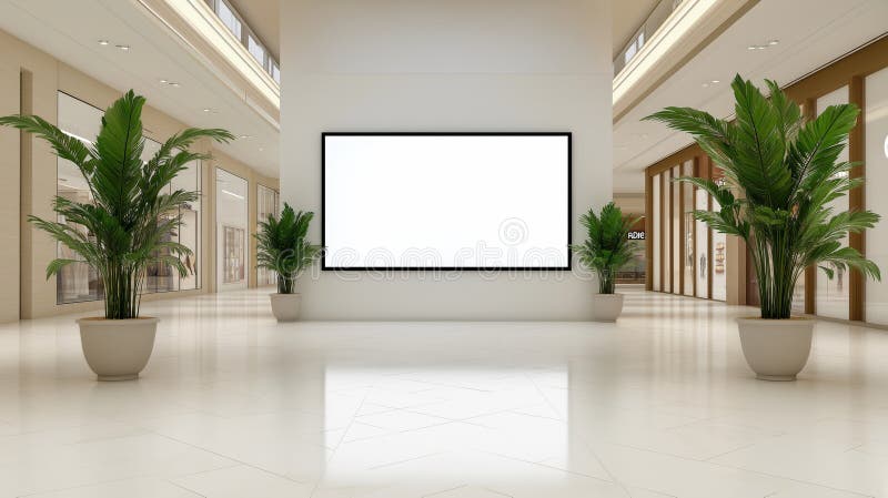 Modern Interior Space Featuring a Large Display Mockup and Decorative ...