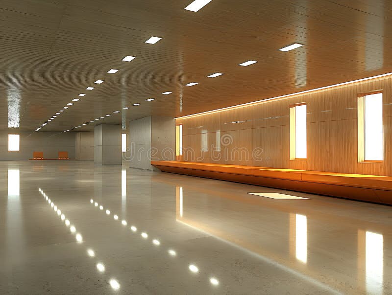 A Modern Interior Space Illuminated with Ambient and Direct Lighting ...