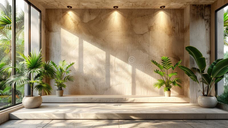Modern Interior Space with Natural Light and Decorative Plants in a ...