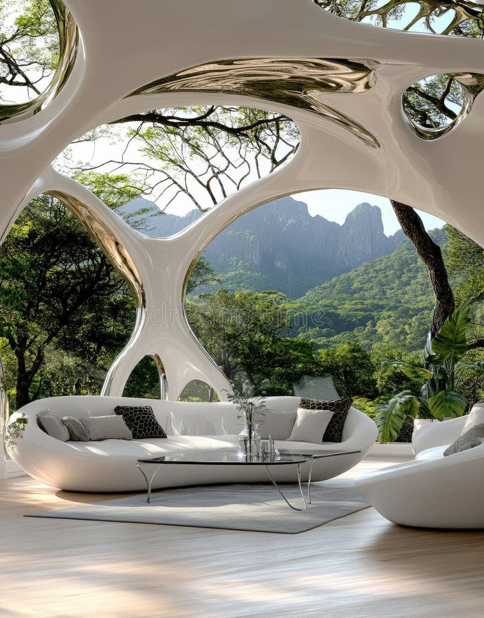 Modern Interior: Sustainable Space, Fluid Structure, Panoramic Scenery ...