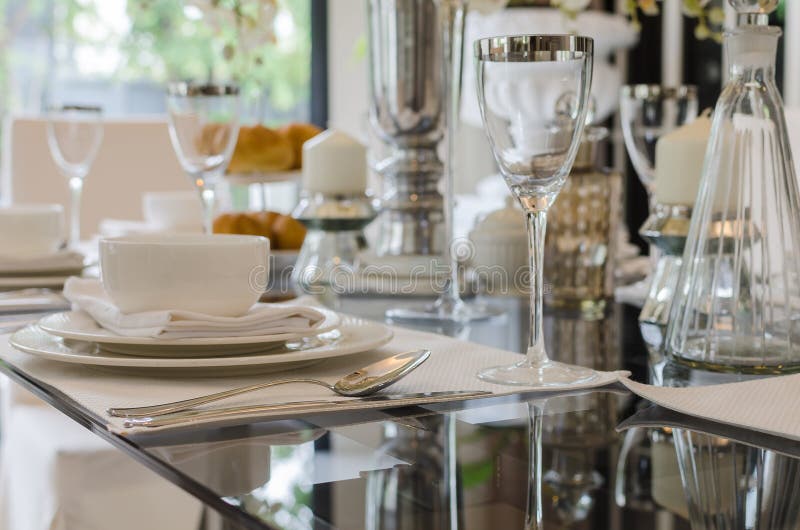 Modern Interior Table Setting Stock Photo - Image of equipment, formal ...