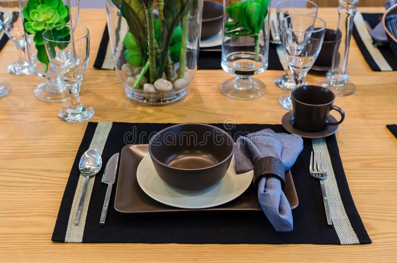 Modern Interior Table Setting Stock Photo - Image of cutlery, food ...
