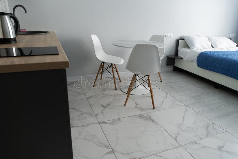 Modern Interior of Tiny Studio Apartment Stock Image - Image of compact ...