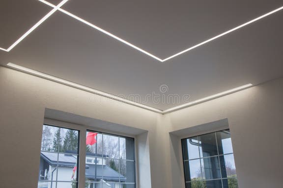 Modern Design of Recessed LED Ceiling Stock Photo - Image of look ...