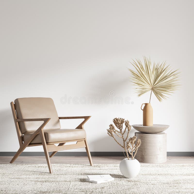 Modern Interior Wall Mockup Stock Illustration - Illustration of white ...
