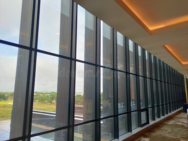 Modern Interior Window in a Building Corridor Stock Photo - Image of ...