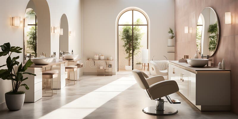 Modern Interior Women Beauty Salon 3d Render Stock Illustration ...