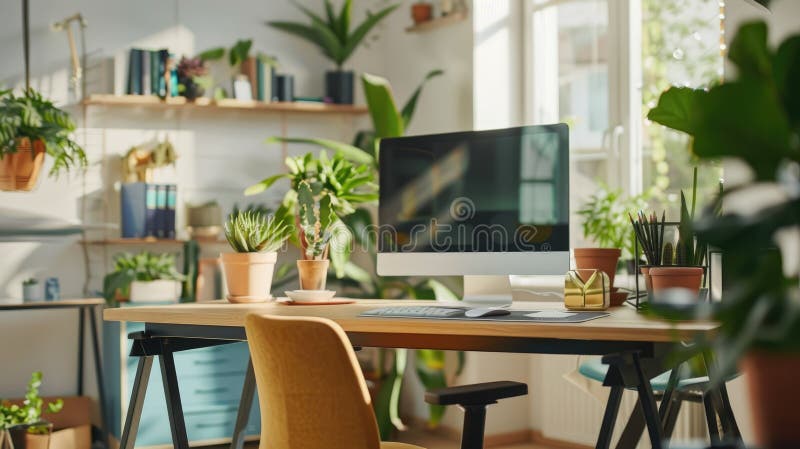 Modern Interior of Workplace at Home, Modern Home Office, Comfortable ...