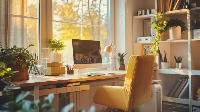 Modern Interior of Workplace at Home, Modern Home Office, Comfortable ...
