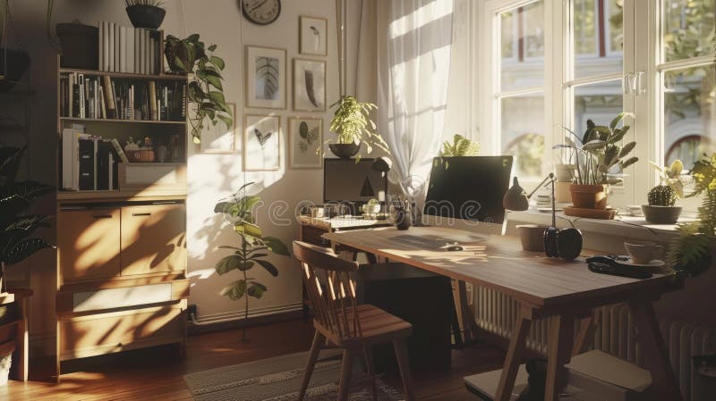 Modern Interior of Workplace at Home, Modern Home Office, Comfortable ...