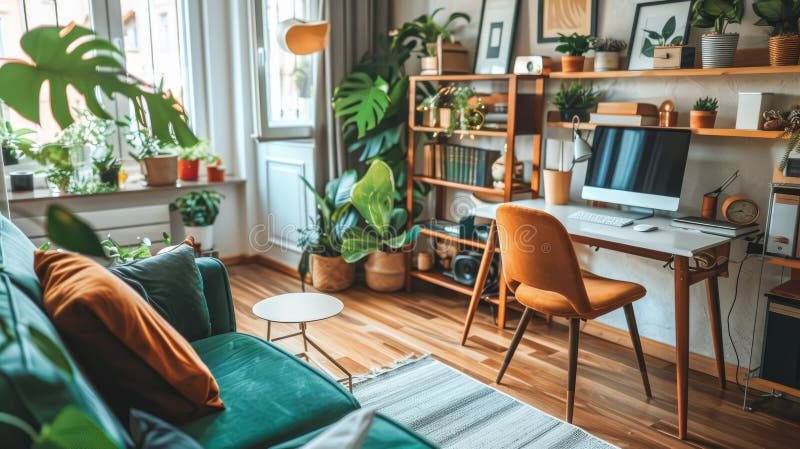 Modern Interior of Workplace at Home, Modern Home Office, Comfortable ...