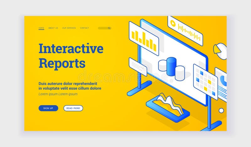 Modern Internet Site Design about Interactive Reports Stock Vector ...