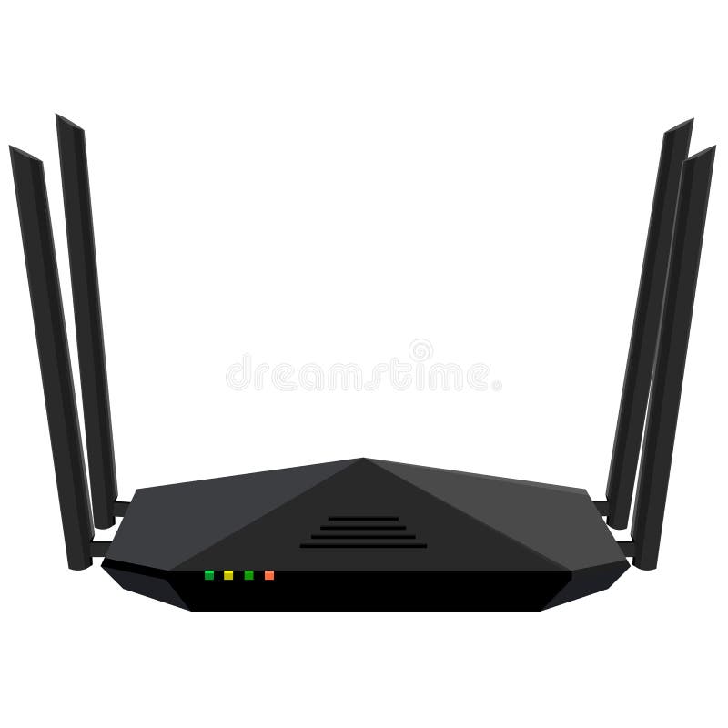 Modern Internet Wireless Router with 4 Antenna Vector Illustration ...