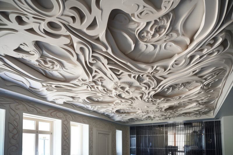 Modern Interpretation of an Ornate Ceiling with Abstract Shapes Stock ...