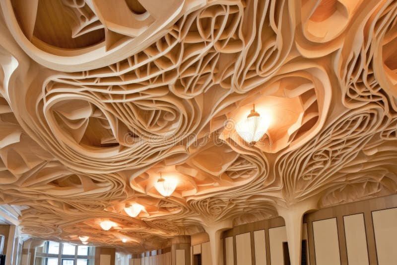 Modern Interpretation of an Ornate Ceiling with Abstract Shapes Stock ...