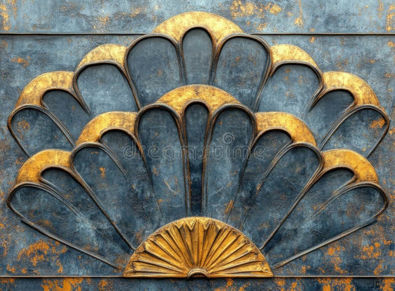 A Modern Interpretation of Vintage Tan Blue and Brown Seamless Art Deco ...
