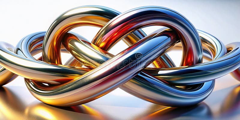 Modern Intertwined Metallic Loops Abstract Design with Dynamic ...