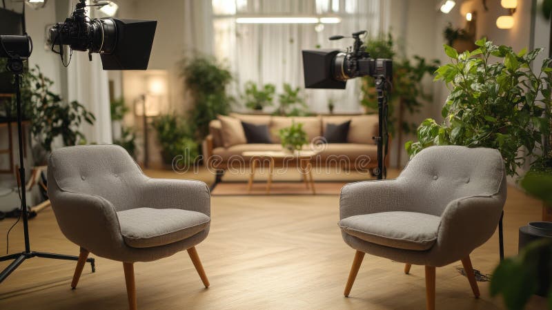 Modern Interview Set Cozy Chairs Professional Equipment Stock Photos ...