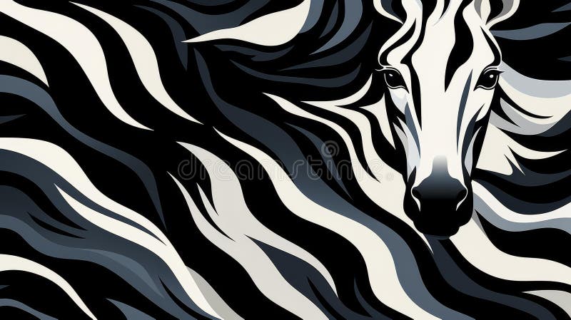 Abstract Zebra Print Illustration with Bold Lines and Dynamic Shapes ...