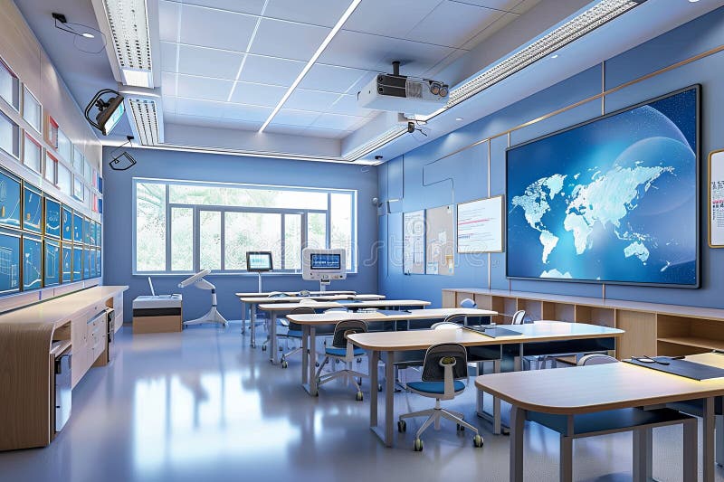 A Modern, Inviting Classroom Equipped with Interactive Panels and AI ...