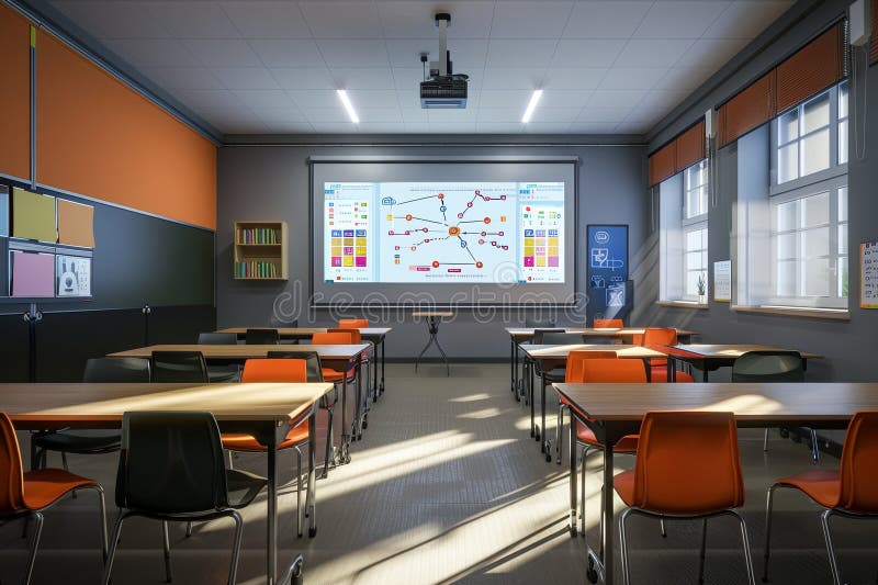 A Modern and Inviting Classroom Featuring Interactive Panels and AI ...