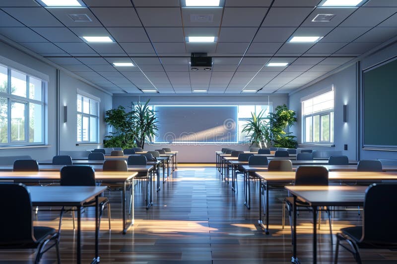 A Modern, Inviting Classroom with Interactive Panels and AI Assistants ...