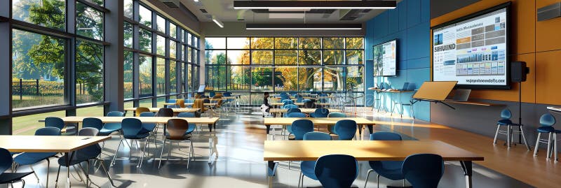 A Modern and Inviting Classroom or Study Space Featuring Interactive ...