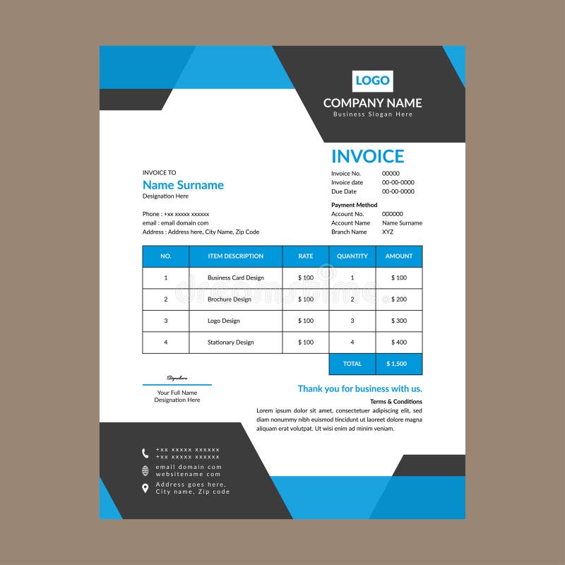 Modern Invoice Design. Dynamic Layout Display for Promotional Campaign ...