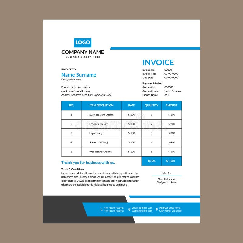 Modern Invoice Design. Dynamic Template Display for Promotional ...