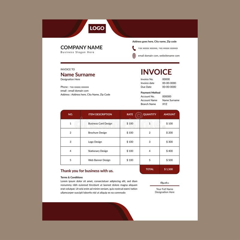 Modern Invoice Design. Elegant Template Display for Promotional ...