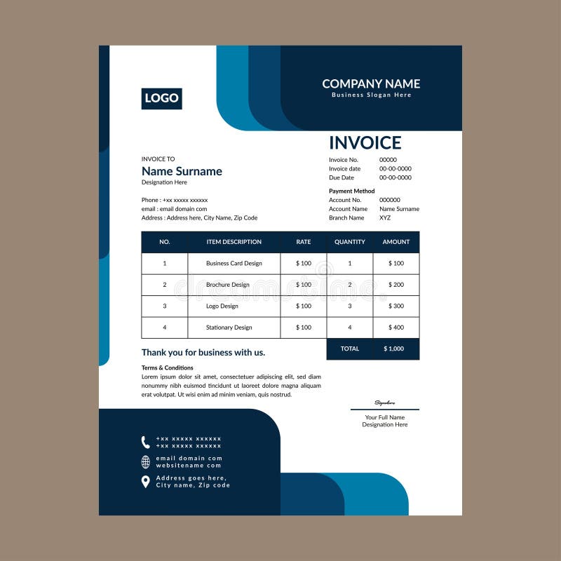 Modern Invoice Design. Trendy Template Display for Promotional Campaign. Stock Illustration ...