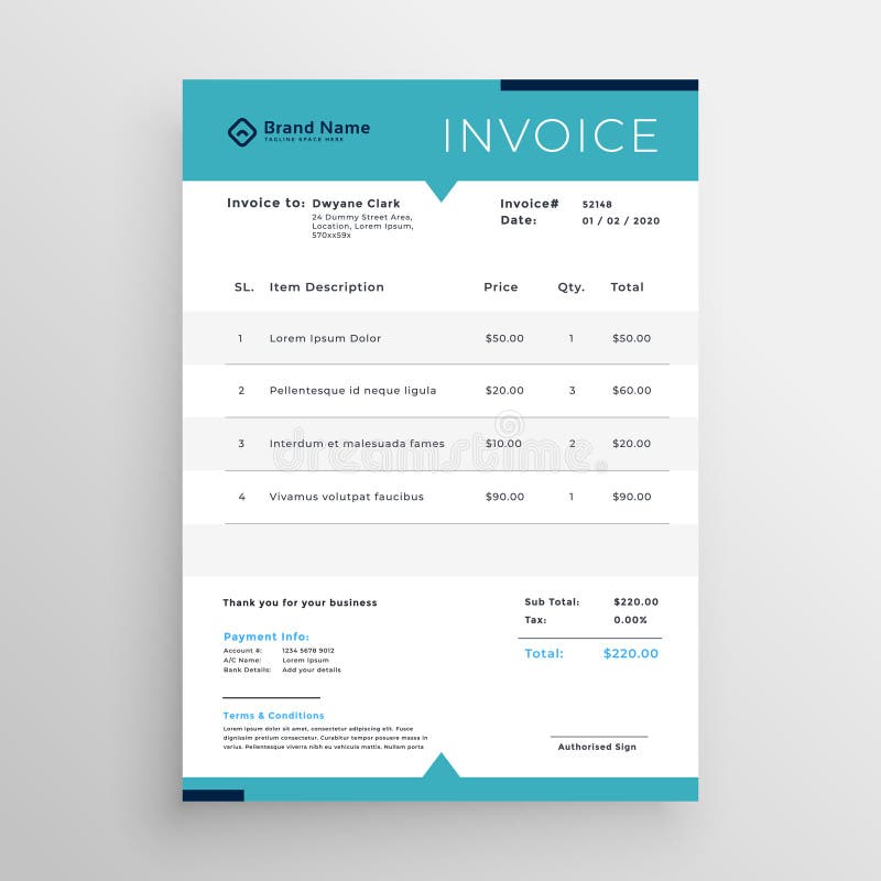 Modern Invoice Template Form Design for Your Business Stock Vector ...