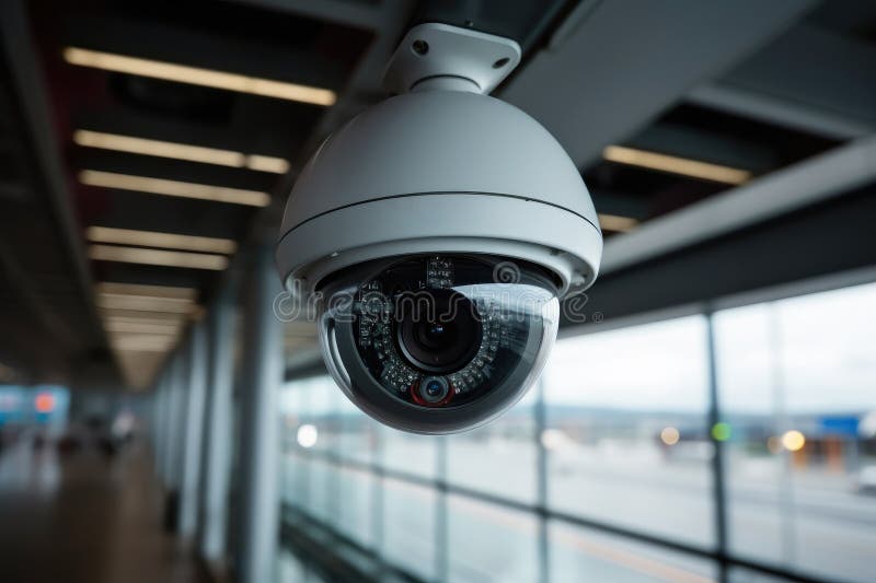 Modern IP CCTV Security Camera, Security Camera in Airport Terminal ...