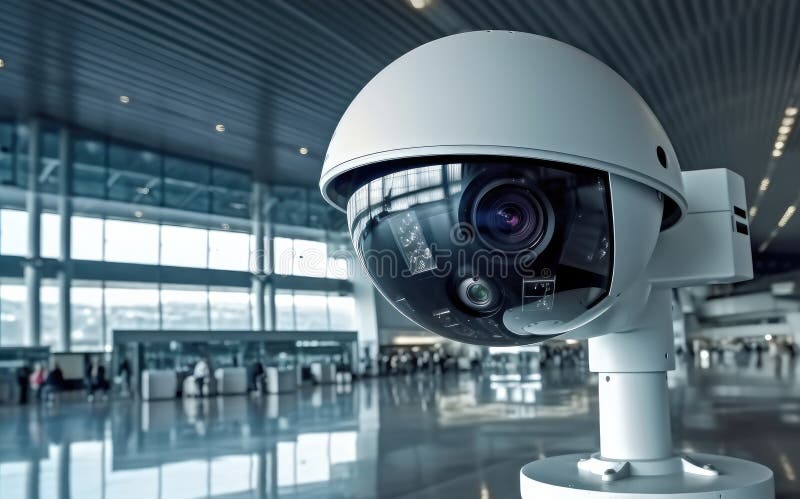 Modern IP CCTV Security Camera, Security Camera in Airport Terminal ...