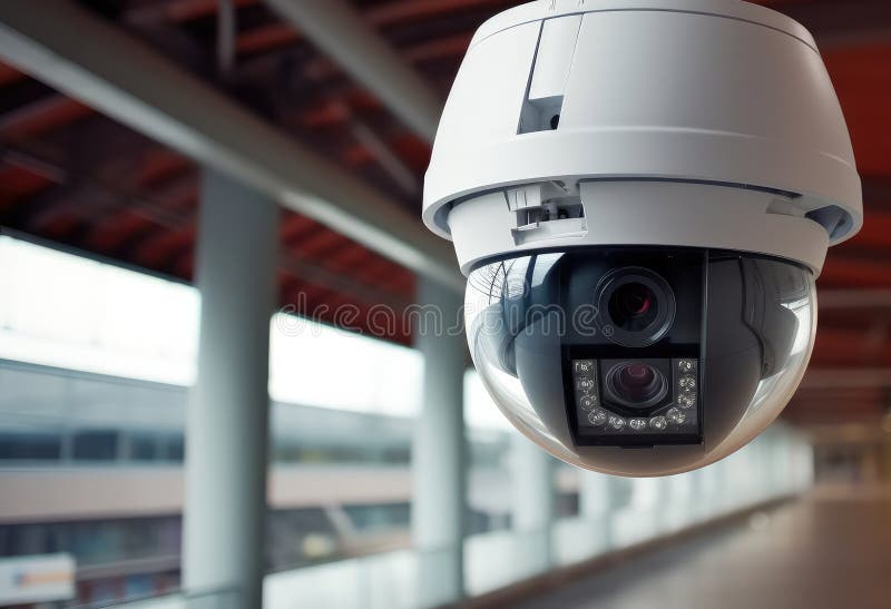 Modern IP CCTV Security Camera, Security Camera in Airport Terminal ...