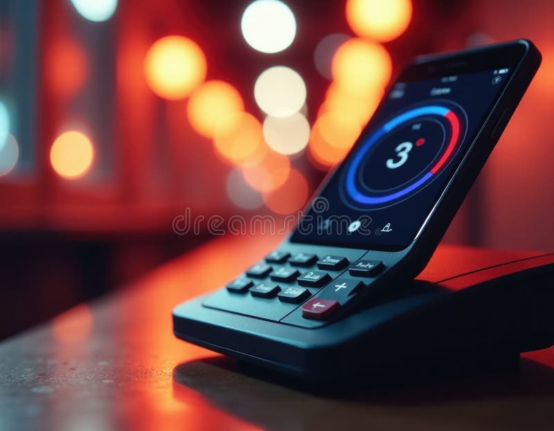 Modern IP Phone with Touchscreen Display in Night Setting Stock ...