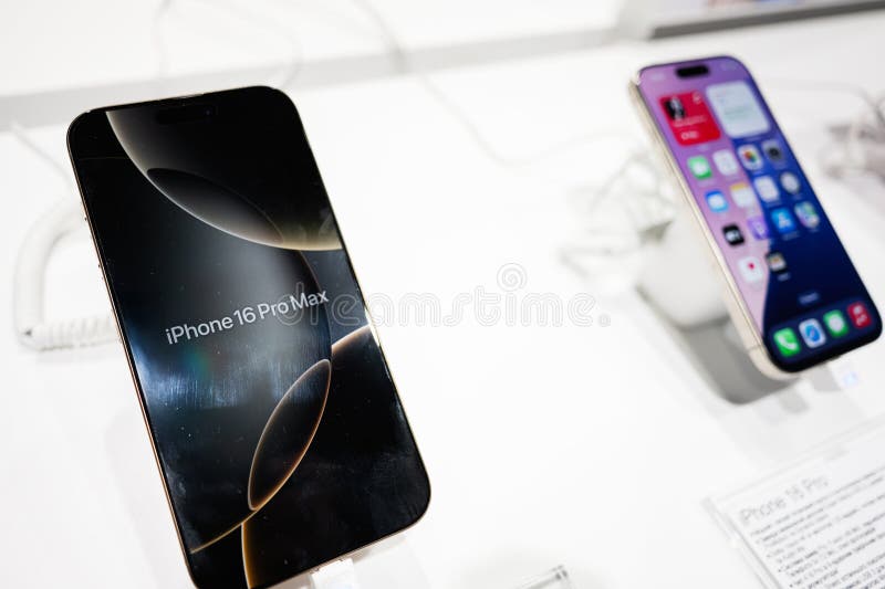 Modern Iphone 16 Pro Max Smartphone Displays Illustrating Sleek ...