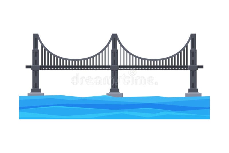 Iron Bridge with Concrete Pillars, Architectural Design Element, Bridge ...