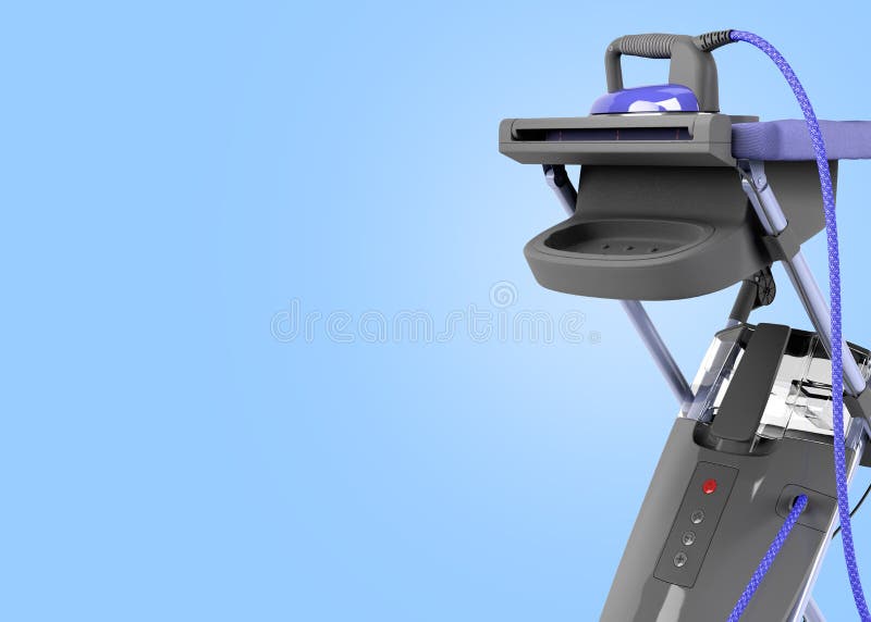 Modern Ironing Boards and Iron 3d Render on Blue Background Stock ...