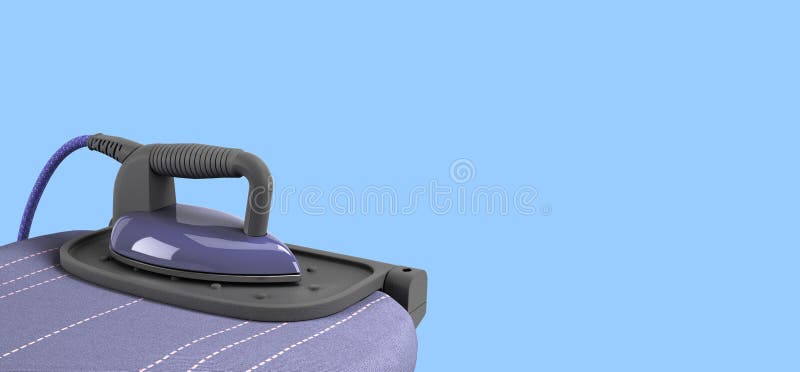 Modern Ironing Boards and Iron 3d Render on Blue Background Stock ...